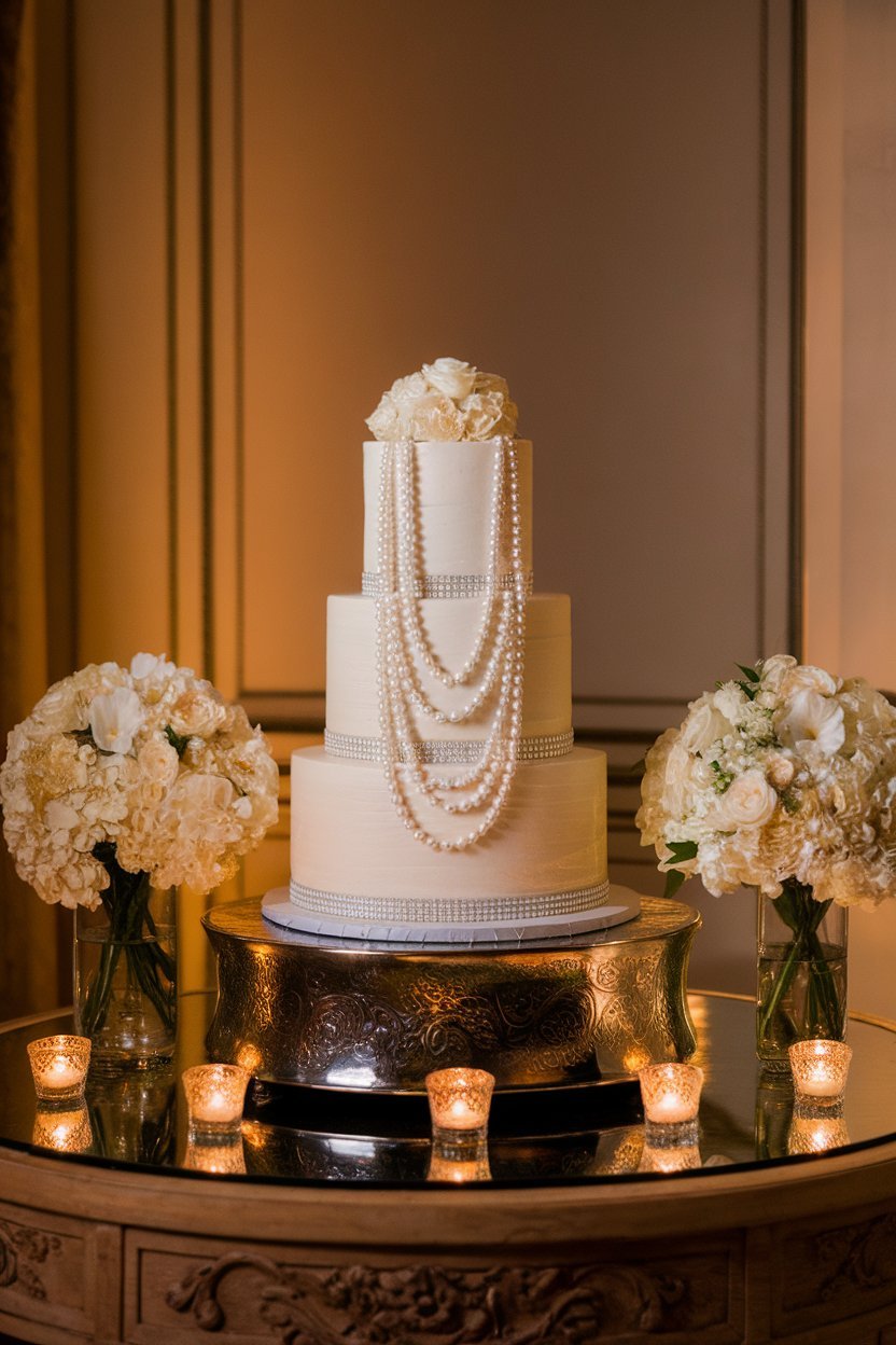 14 Wedding Cakes with Pearls Inspirations to Add Elegance ...