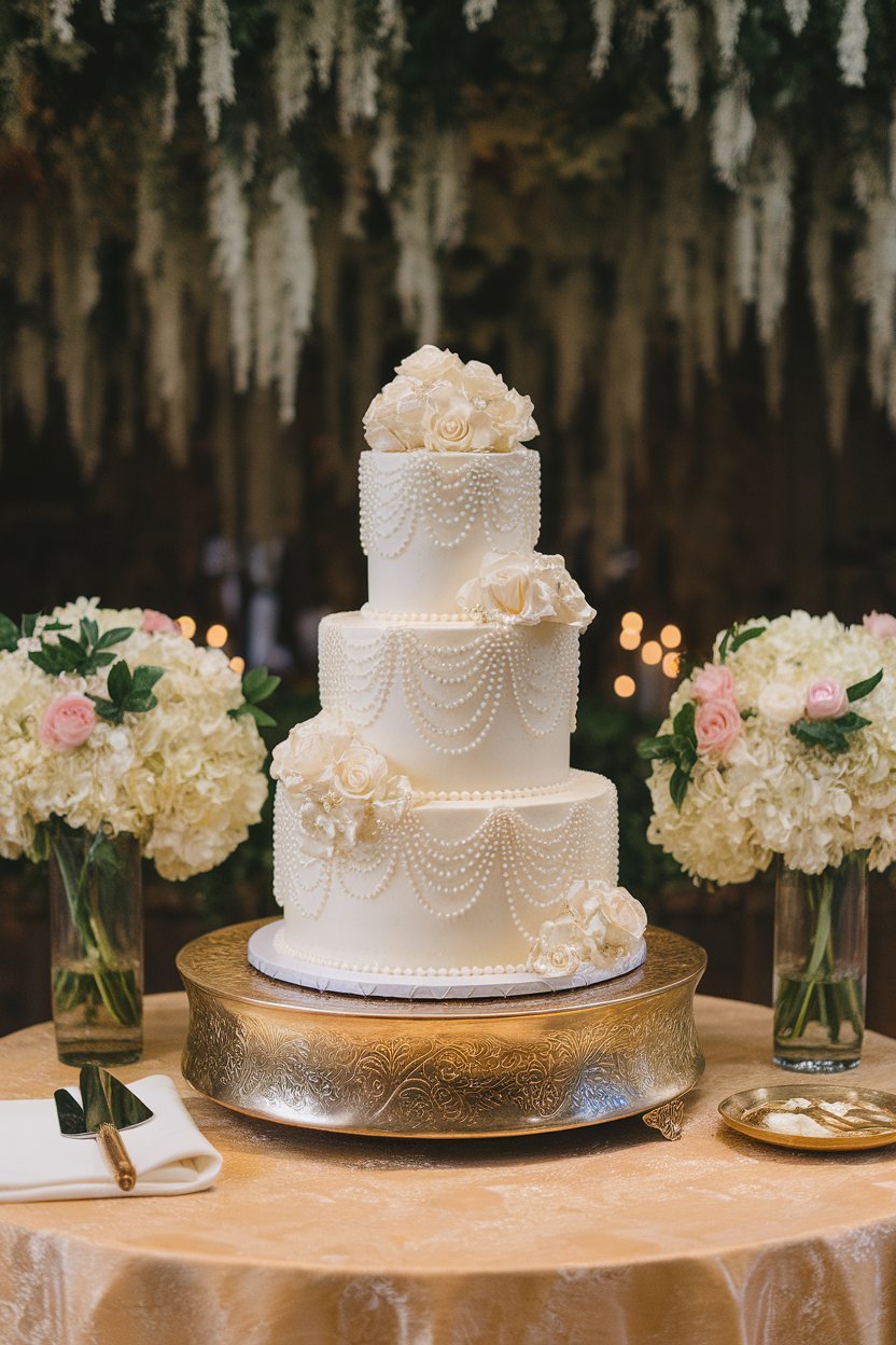 14 Wedding Cakes with Pearls Inspirations to Add Elegance ...